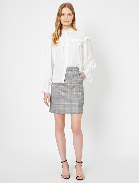 Koton Kadın Ekoseli Kalem Etek