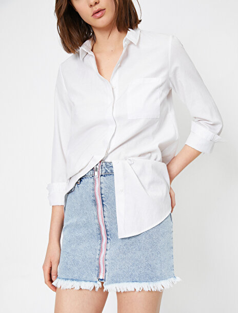 Koton Kadın Fermuar Detaylı Jean Etek Koton Kadın Fermuar Detaylı Jean Etek