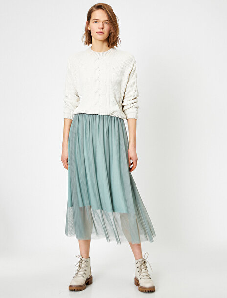 Koton Kadın Tüllü Midi Boy Etek