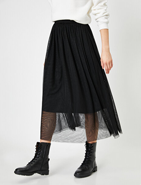 Koton Kadın Tüllü Midi Boy Etek