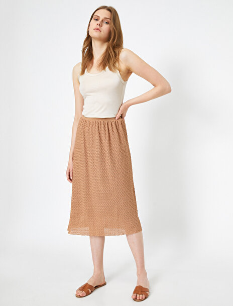 Koton Kadın Normal Bel Rahat Kesim Midi Etek