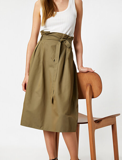 Koton Kadın Kemerli Midi Etek