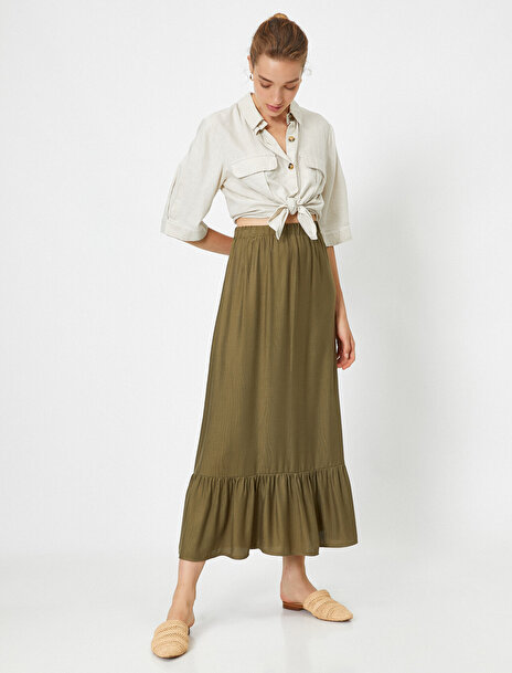 Koton Kadın Pilili Uzun Etek