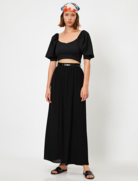 Koton Kadın Yüksek Bel Kemerli Uzun Etek