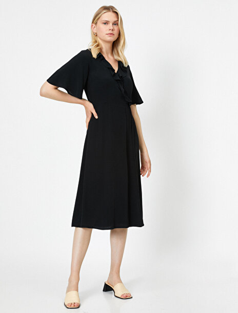 Koton Kadın Volan Detaylı Anvelop Elbise