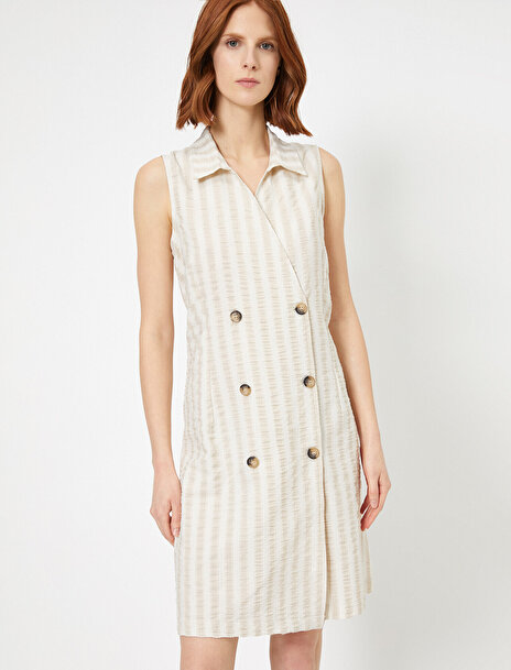 Koton Kadın Çizgili Ceket Elbise