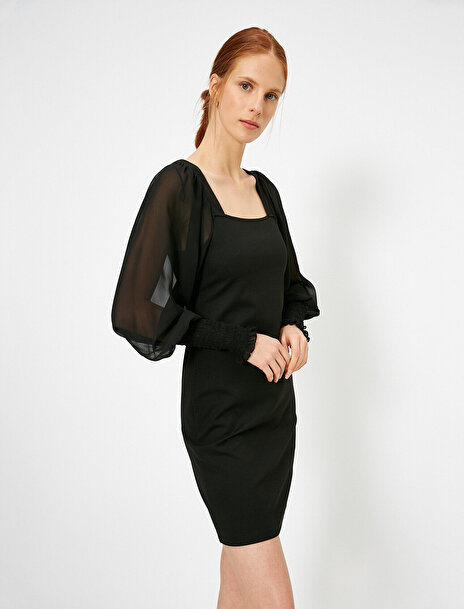 Koton Kadın Şifon Detaylı Mini Elbise