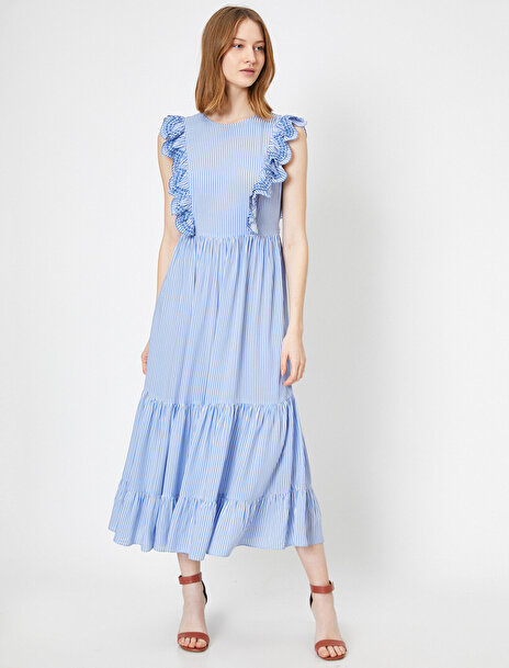 Koton Kadın Fırfır Detaylı Maxi Elbise