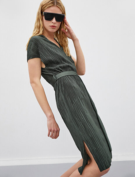 Koton Kadın Kuşak Detaylı Anvelop Midi Elbise