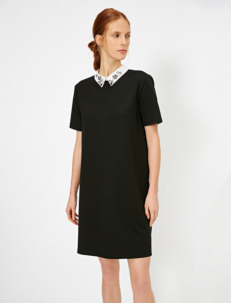 Koton Kadın Gömlek Yakalı Mini Elbise