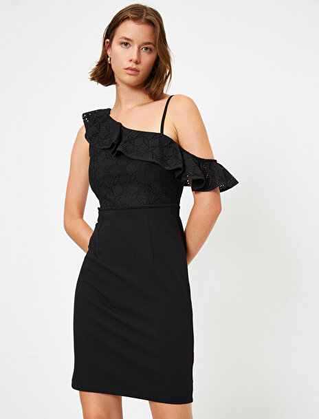 Koton Kadın Dantelli Elbise Abiye Tek Omuz Kısa Koton Kadın Dantelli Elbise Abiye Tek Omuz Kısa