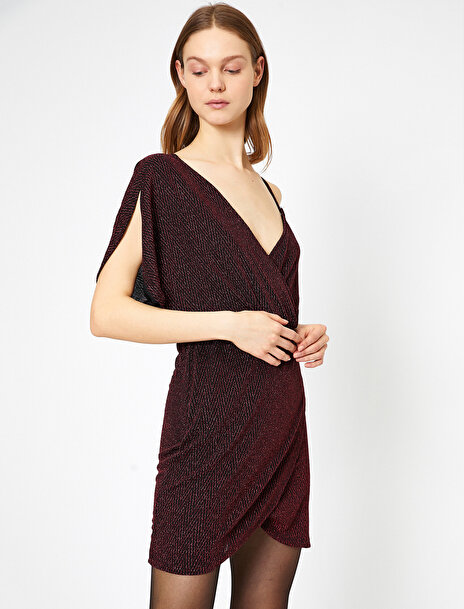 Koton Kadın Simli Tek Omuz Anvelop Kamisol Mini Elbise Abiye