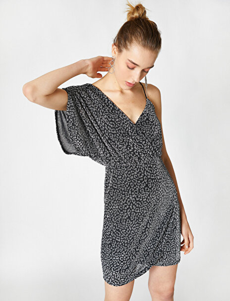 Koton Kadın Leopar Desenli Elbise Abiye Tek Omuz Askılı Kruvaze Mini Koton Kadın Leopar Desenli Elbise Abiye Tek Omuz Askılı Kruvaze Mini