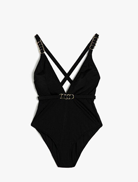 Koton Kadın Omuz Askısı Detaylı Kemerli Mayo