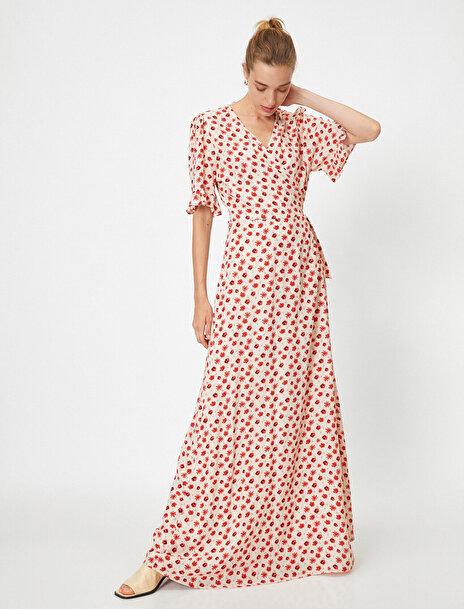 Koton Kadın Puantiye Desenli Kısa Kollu Uzun Elbise