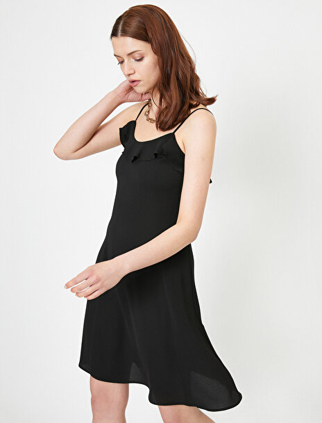 Koton Kadın İnce Askılı Volan Detaylı Elbise