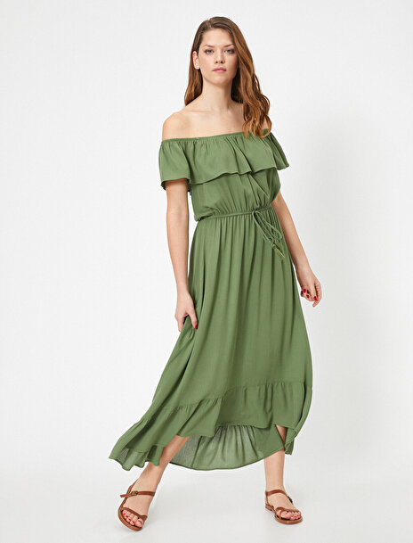 Koton Kadın Düşük Omuzlu Maxi Elbise