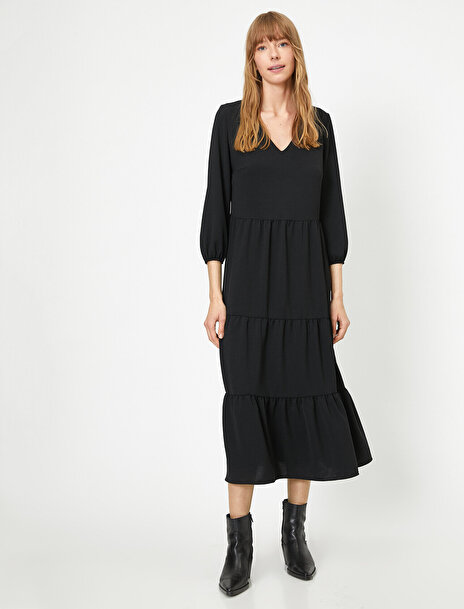 Koton Kadın V Yaka Maxi Elbise