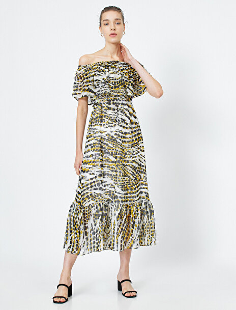 Koton Kadın Düşük Omuz Volanlı Elbise