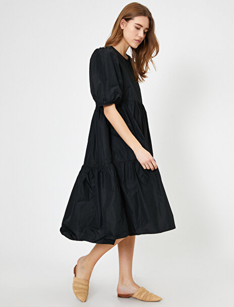 Koton Kadın Balon Kollu Tafta Elbise