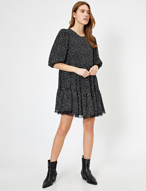 Koton Kadın Dantel Detaylı Balon Kollu Elbise