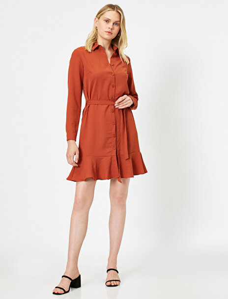 Koton Kadın Eteği Volan Detaylı Gömlek Elbise