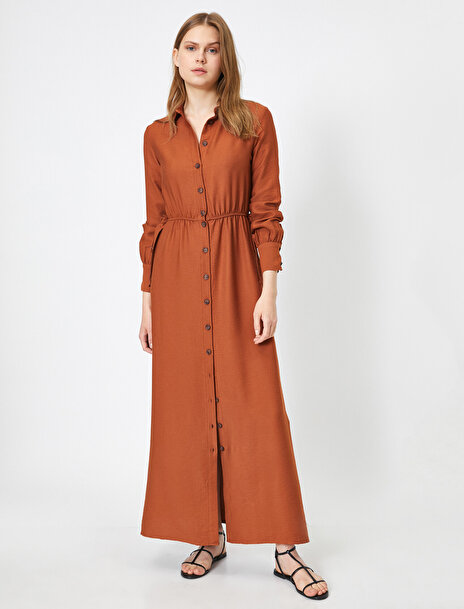 Koton Kadın Düğme Detaylı Klasik Yaka Uzun Kollu Midi Elbise Koton Kadın Düğme Detaylı Klasik Yaka Uzun Kollu Midi Elbise