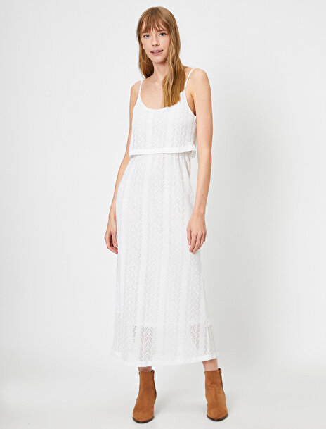 Koton Kadın Dantel Detaylı Askılı Maxi Elbise