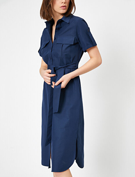 Koton Kadın Cep Detaylı Kemerli Elbise