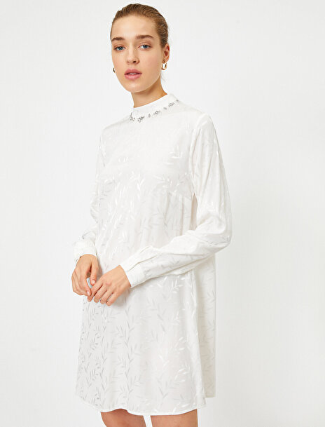 Koton Kadın Uzun Kollu Floral Desenli Saten Elbise