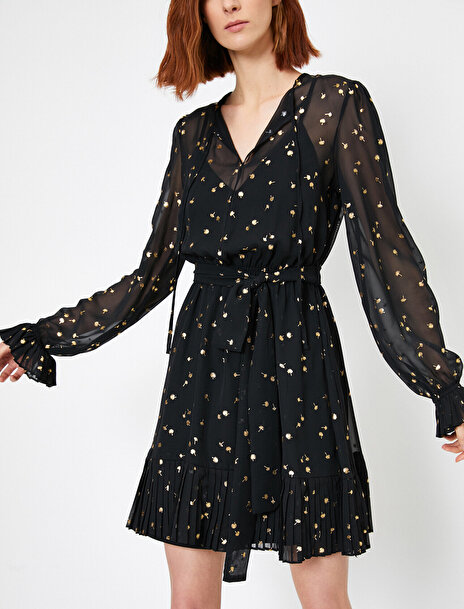 Koton Kadın Varak Baskılı Şifon Elbise