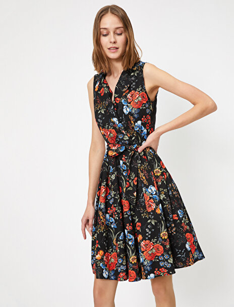 Koton Kadın Çiçek Desenli Poplin Elbise