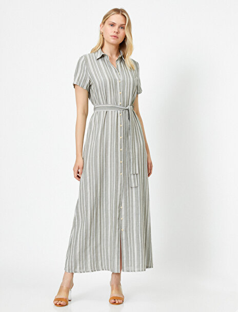 Koton Kadın Çizgili Maxi Elbise