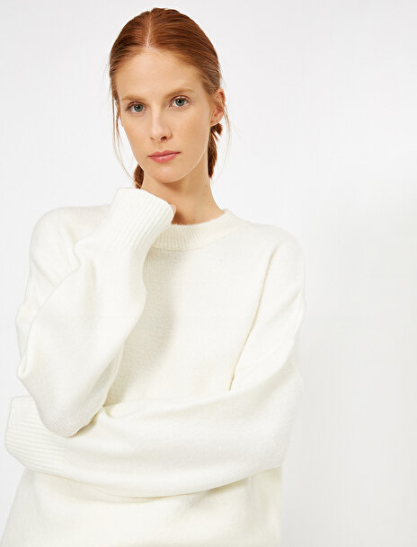 Koton Kadın Bisiklet Yaka Ekru Uzun Kollu Triko Kazak Koton Kadın Bisiklet Yaka Ekru Uzun Kollu Triko Kazak