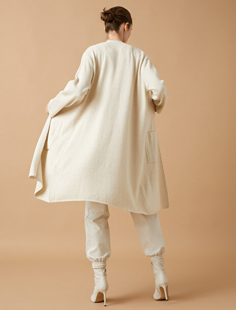 Koton Kadın V Yaka Uzun Kollu Uzun Triko Hırka