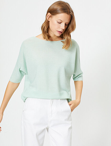 Koton Kadın Simli Truvakar Kol Triko Kazak