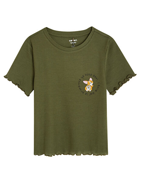 Koton Kadın Koton Love Baskılı Bisiklet Yaka Kısa Kollu Tişört