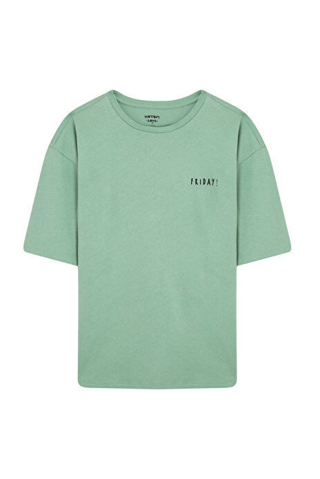 Koton Kadın Koton Love Baskılı Bisiklet Yaka Kısa KolluTişört