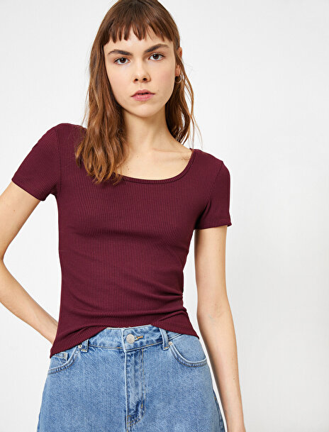 Koton Ole Genç Kız Geniş Yaka T-Shirt