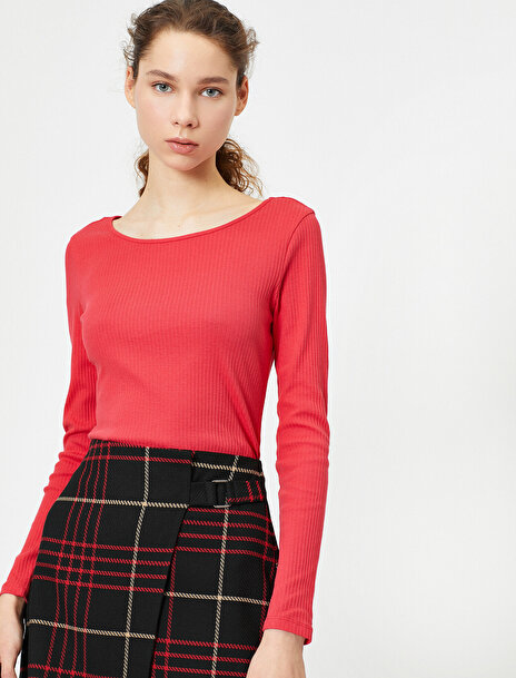 Koton Ole Genç Kız Geniş Yaka T-Shirt