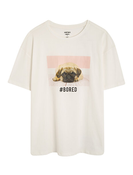 Koton Kadın Koton Love Baskılı Kısa Kollu Tişört