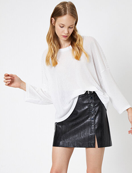 Koton Kadın Bisiklet Yaka Transparan Bluz Koton Kadın Bisiklet Yaka Transparan Bluz