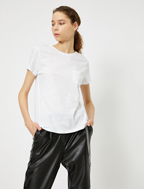 Koton Ole Genç Kız Bisiklet Yaka Cepli Basic Kısa Kol Tişört Koton Ole Genç Kız Bisiklet Yaka Cepli Basic Kısa Kol Tişört