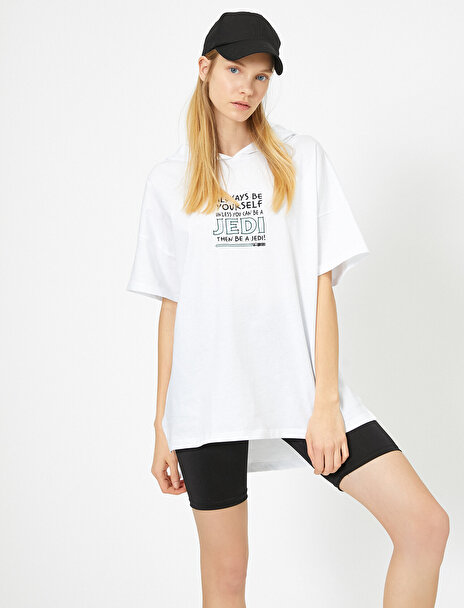 Koton Ole Genç Kız Kapüşonlu Starwars Baskılı Lisanslı Oversize Tişört
