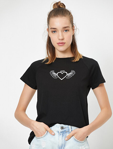 Koton Kadın Bisiklet Yaka Kısa Kollu &100 Pamuklu Tişört