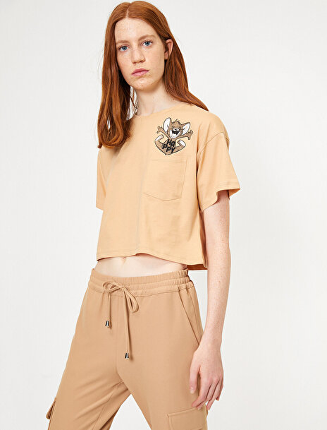 Koton Kadın Tom & Jerry Baskılı Lisanslı Cepli Kısa Kollu Tişört