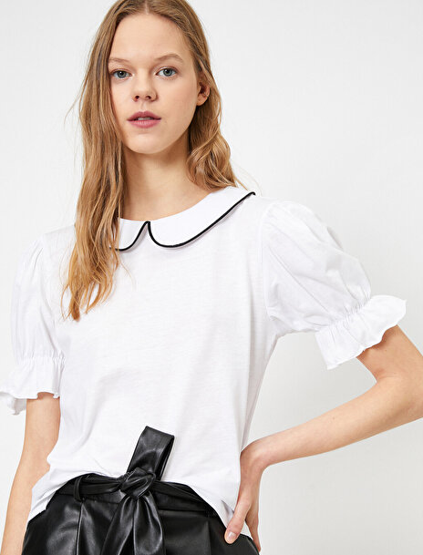 Koton Kadın Bebe Yaka T-Shirt