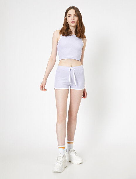 Koton Kadın Kontrast Biyeli Beli Bağlamalı Havlu Şort Koton Kadın Kontrast Biyeli Beli Bağlamalı Havlu Şort