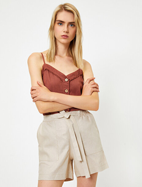 Koton Kadın Bağcıklı Keten Şort