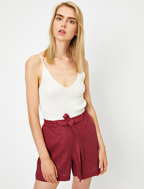Koton Kadın Bağcıklı Keten Şort